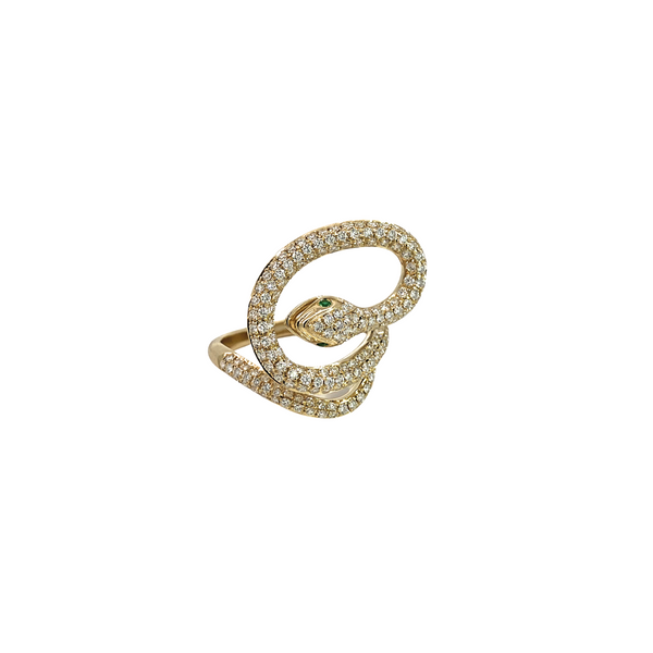 Snake Ring With Diamonds and Emerald Eyes 001-130-00935 | Blue Marlin ...