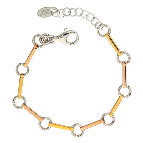 Sterling Silver, Yellow & Rose Gold Plate Bar Bracelet | McCoy Jewelers ...