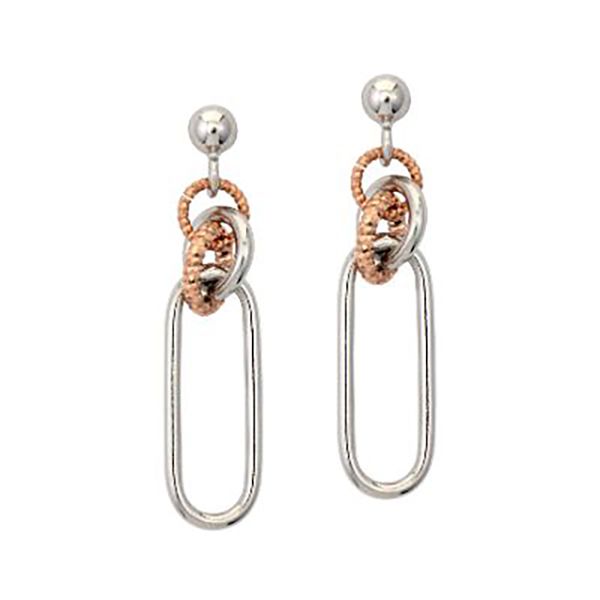 Sterling Silver & Rose Gold Plate Paperclip Circle Earrings | McCoy ...